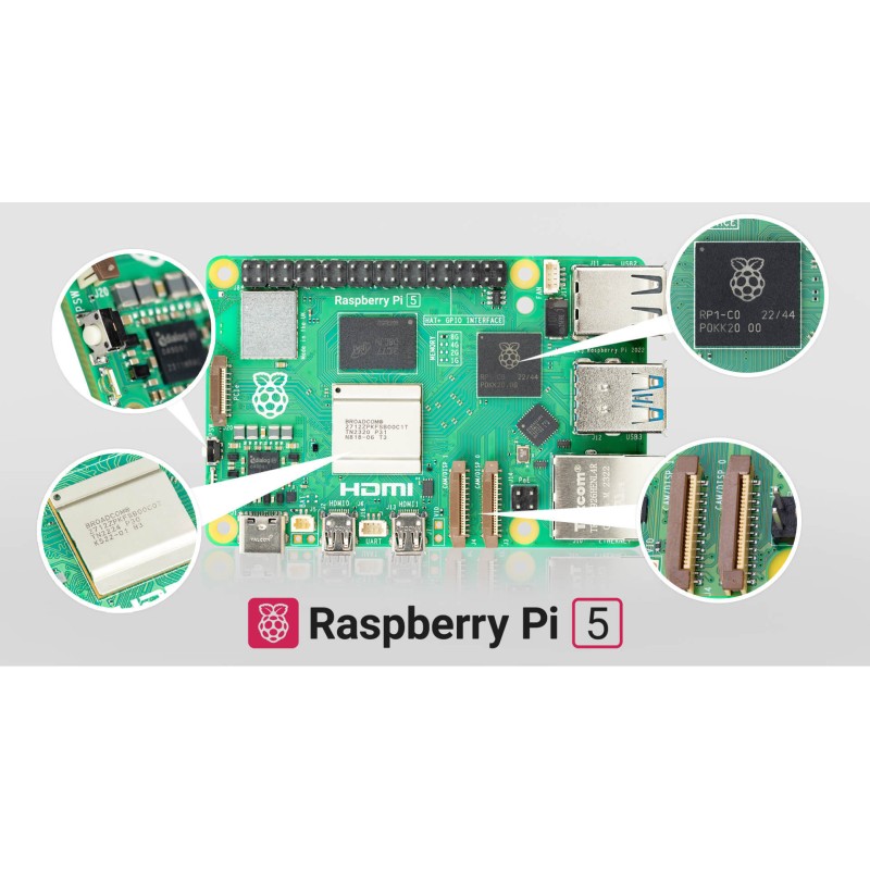 Raspberry Pi 5 - 8GB 2,4 GHz 64 bit QuadCore Arm Cortex-A76